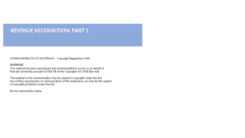 Revenue Recognition: AASB 15 Overview & Application - Part 1 - Studocu
