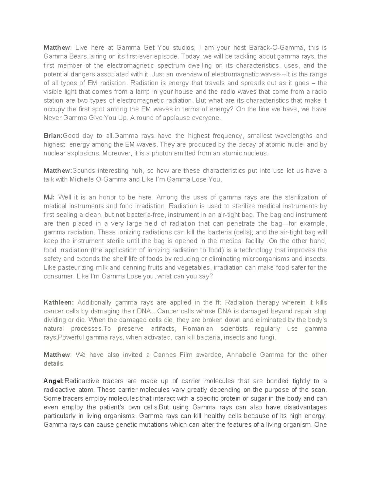 Gamma GO TO YOU - Matthew: Live here at Gamma Get You studios, I am ...