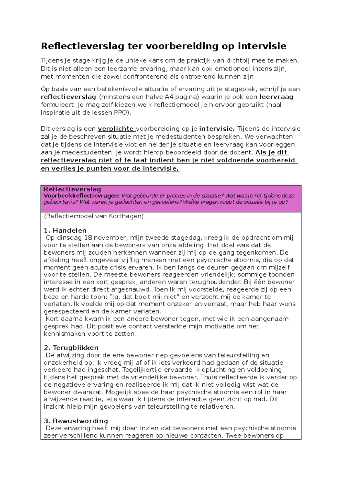 Reflectieverslag voor Intervisie: Ervaringen en Inzichten tijdens Stage ...