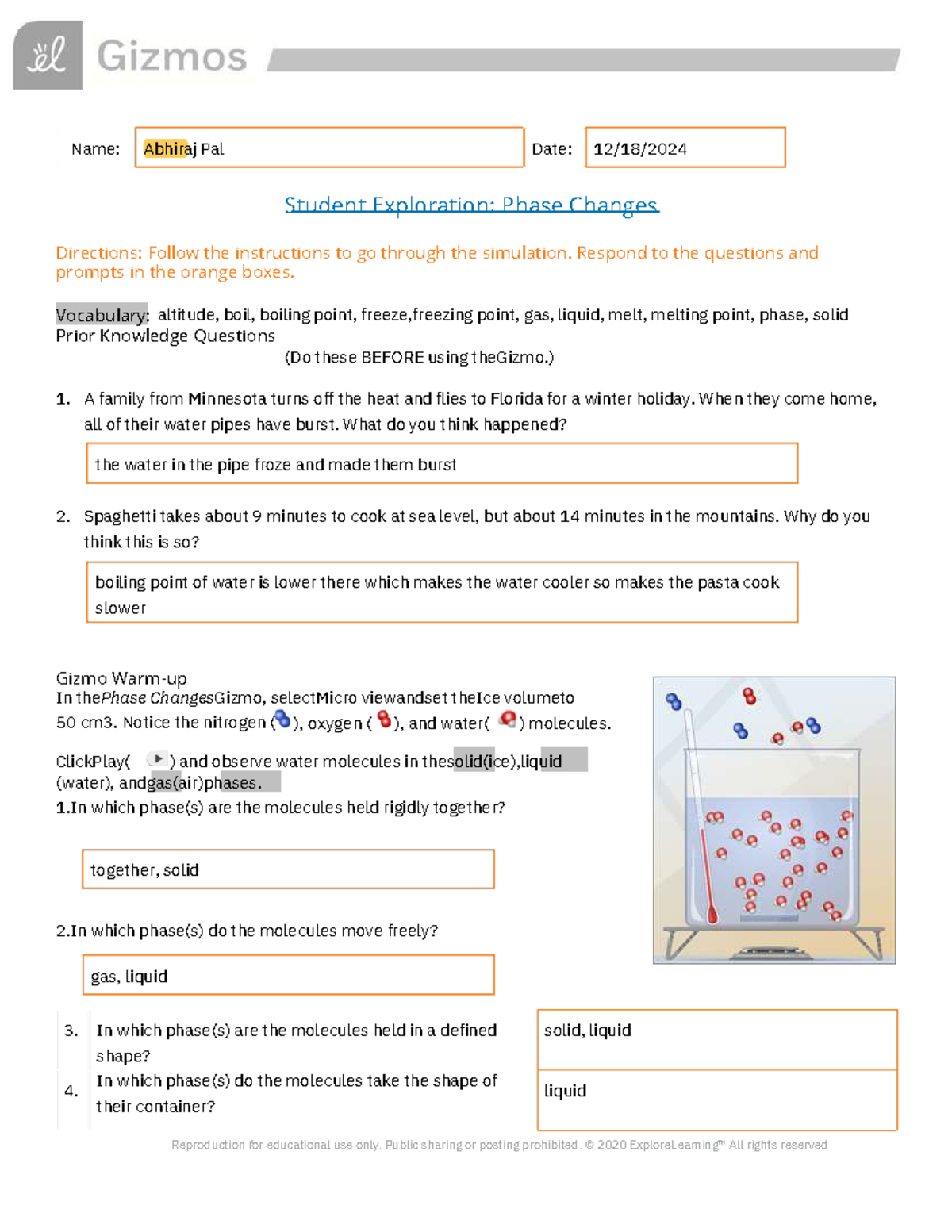 Phase Changes Lab Report: Exploring Temperature Effects and Altitude ...