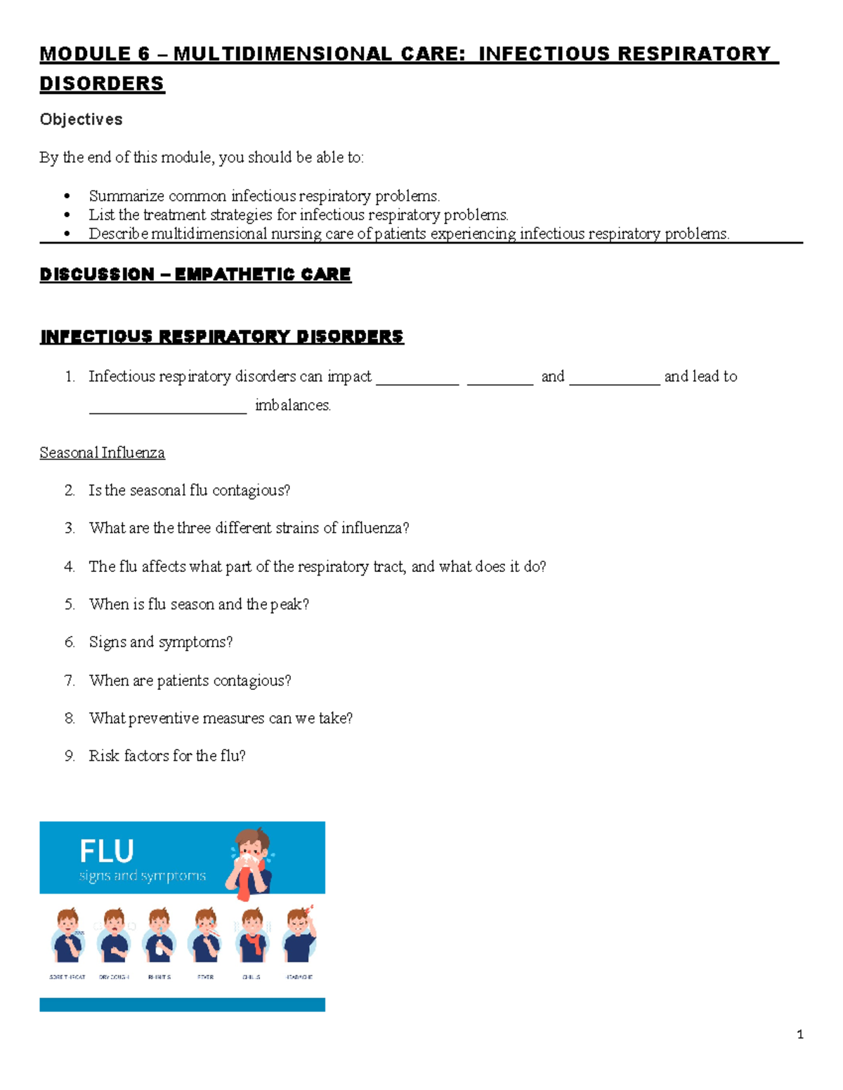 Module 6: Multidimensional Nursing Care for Infectious Respiratory ...