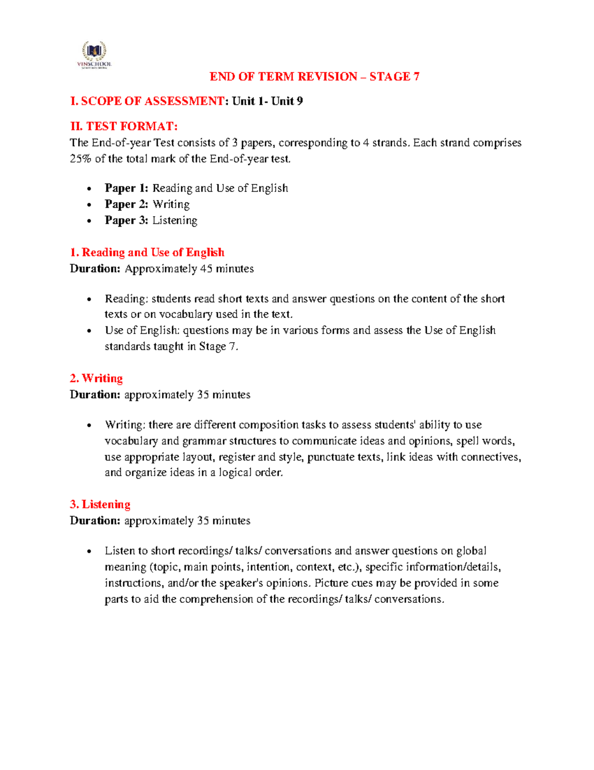 END OF TERM REVISION NOTES – STAGE 7 (MDv B8s O5u H) - Studocu