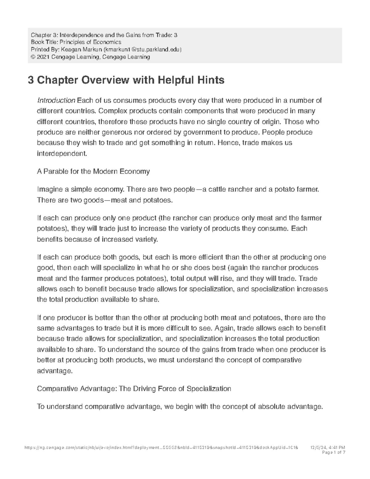 Chapter 3 - Summary Principles of Economics - Chapter 3 ...