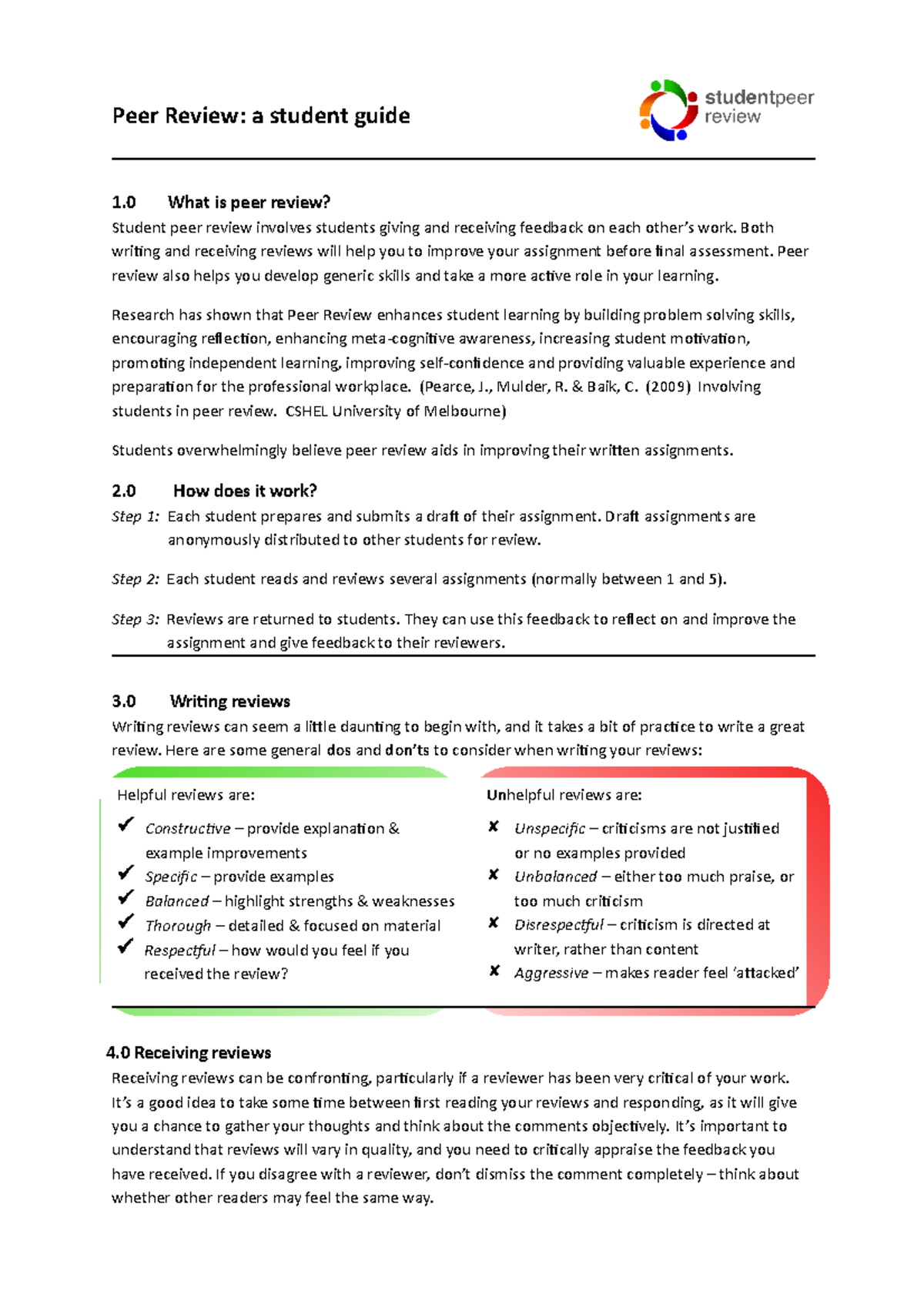 Peer Review Student Guide for Effective Feedback and Improvement - Studocu