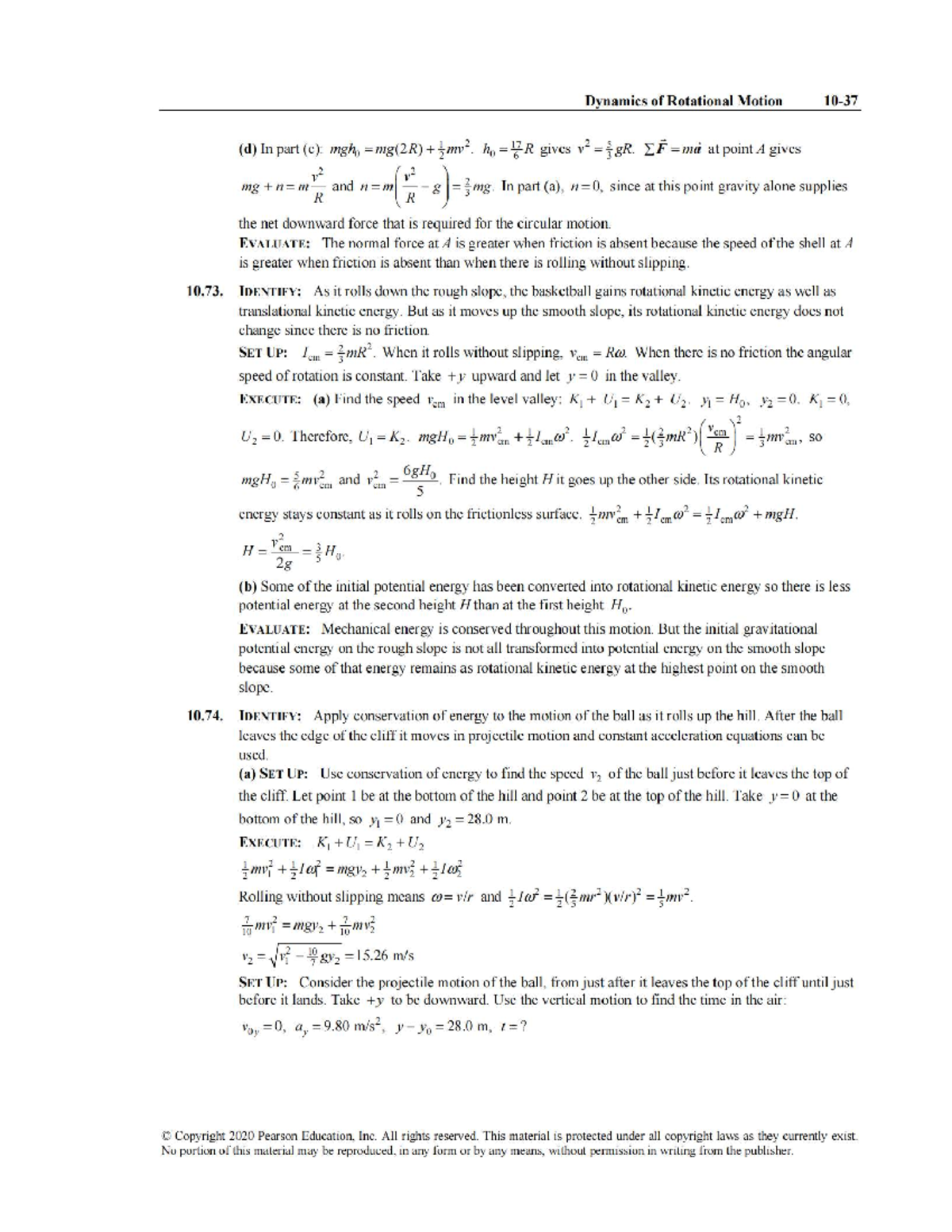 Dynamics of Rotational Motion: Energy Conservation in Rolling Objects ...