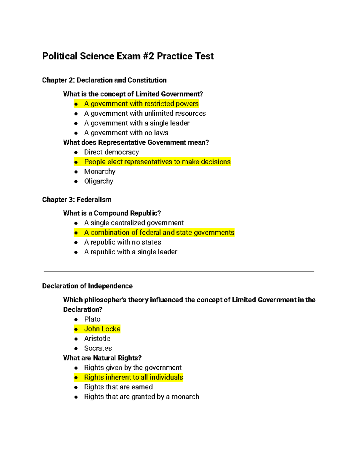 Political Science PS101 Exam #2 Practice Test Study Guide - Studocu