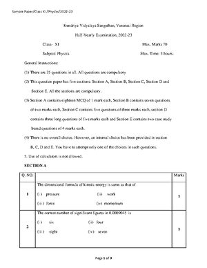 Study Material Class XI PHY 2022-23 - KENDRIYA VIDYALAYA SANGATHAN ...
