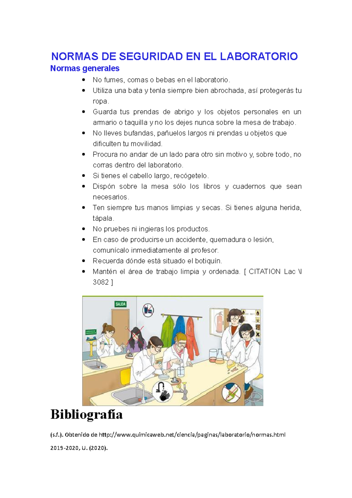 Normas De Seguridad En El Laboratorio De Ciencias
