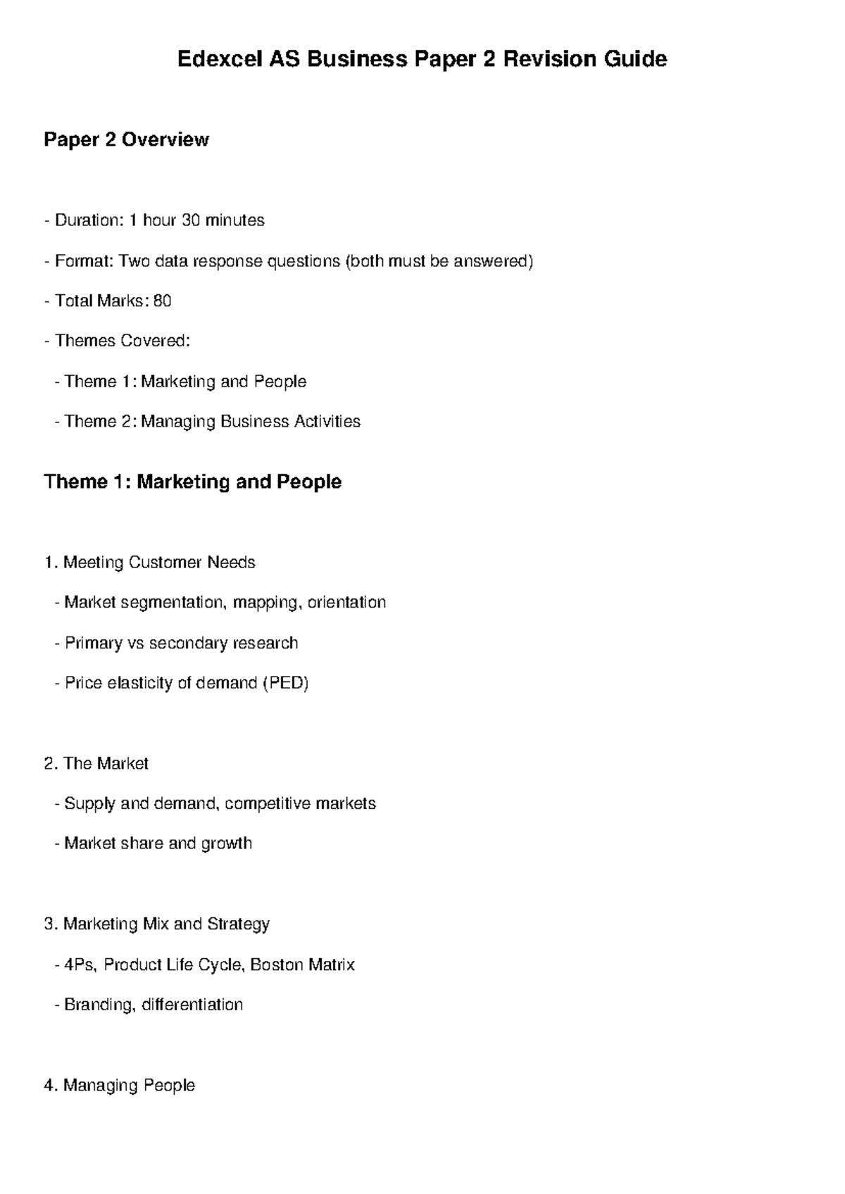 Edexcel AS Business Paper 2 Revision Guide: Key Themes & Exam Tips ...