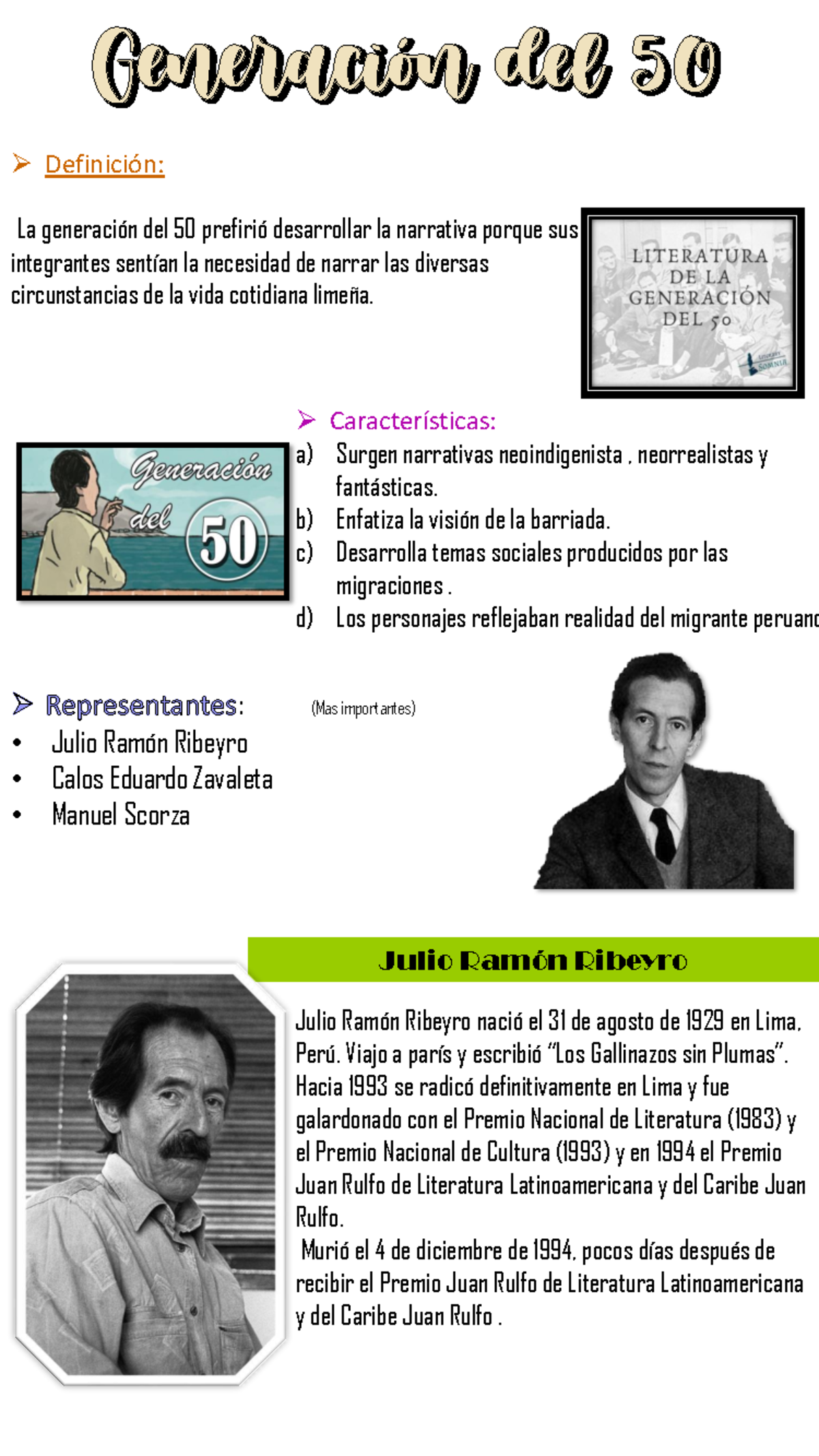 Generación del 50: Narrativa y Representantes en Lima - Studocu