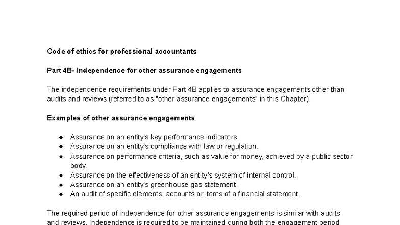 Code Of Ethics For Professional Accountants Part 4b Independence