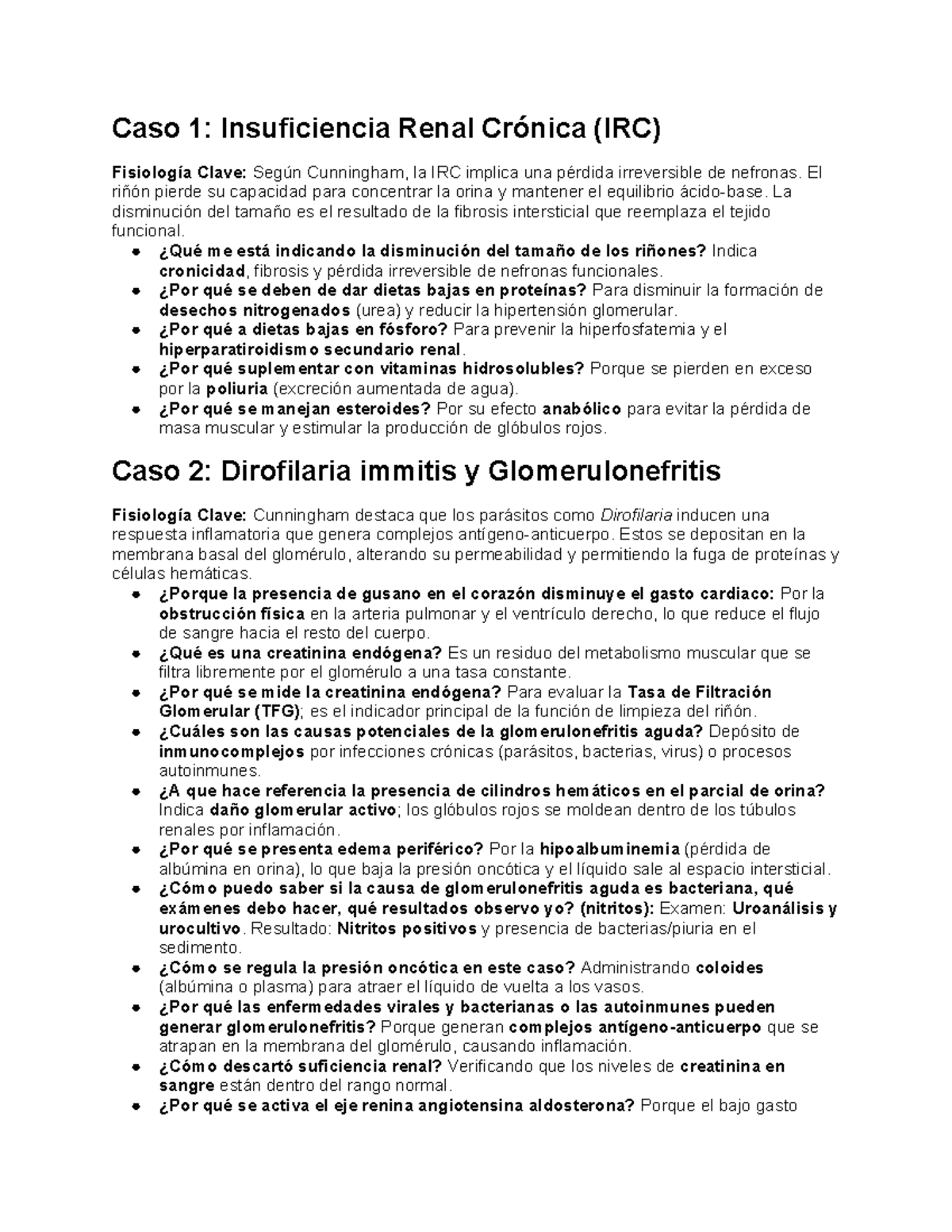 Casos Clínicos de Fisiología Renal: IRC, Glomerulonefritis y Más - Studocu