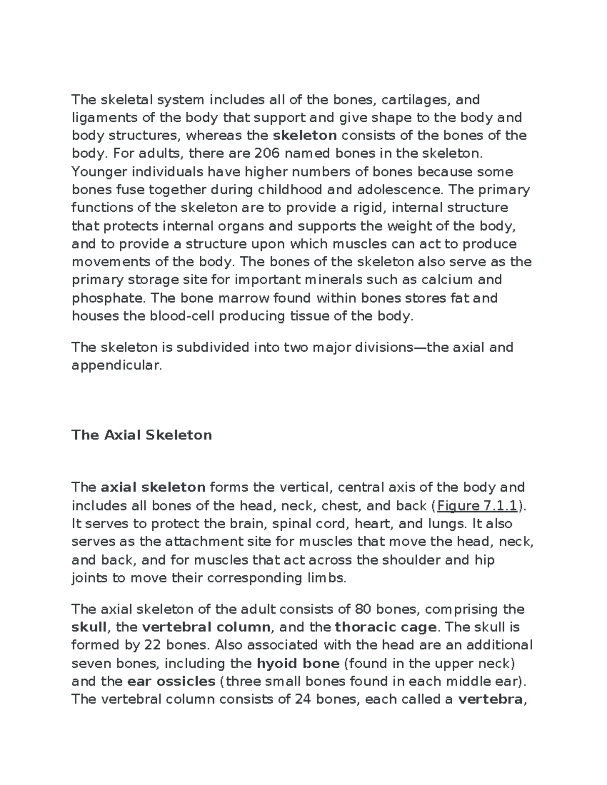 Axial and Appendicular Skeleton: Structure and Functions Overview - Studocu