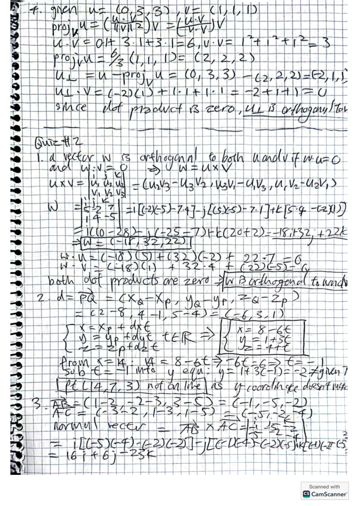 Isabella Wu - Quiz 2 - Vector Orthogonality and Dot Products - Studocu