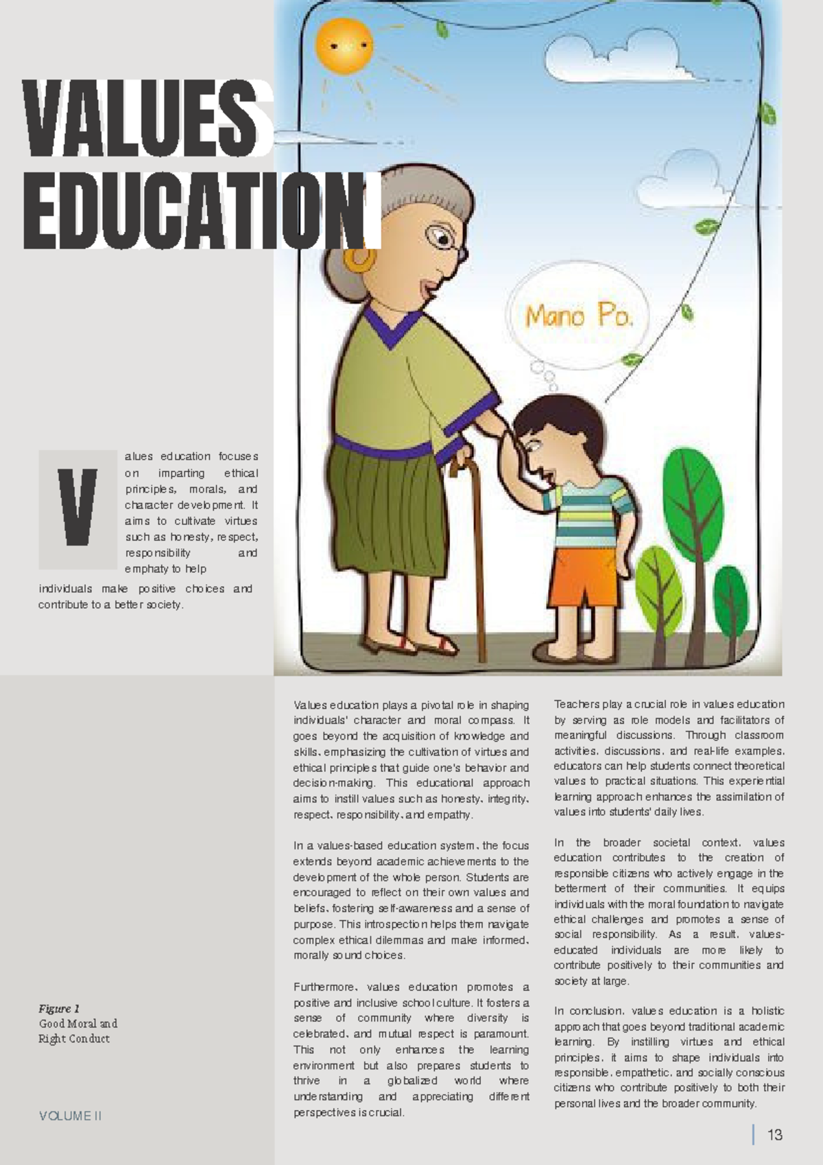 Values Education: Cultivating Character and Ethical Principles - Studocu