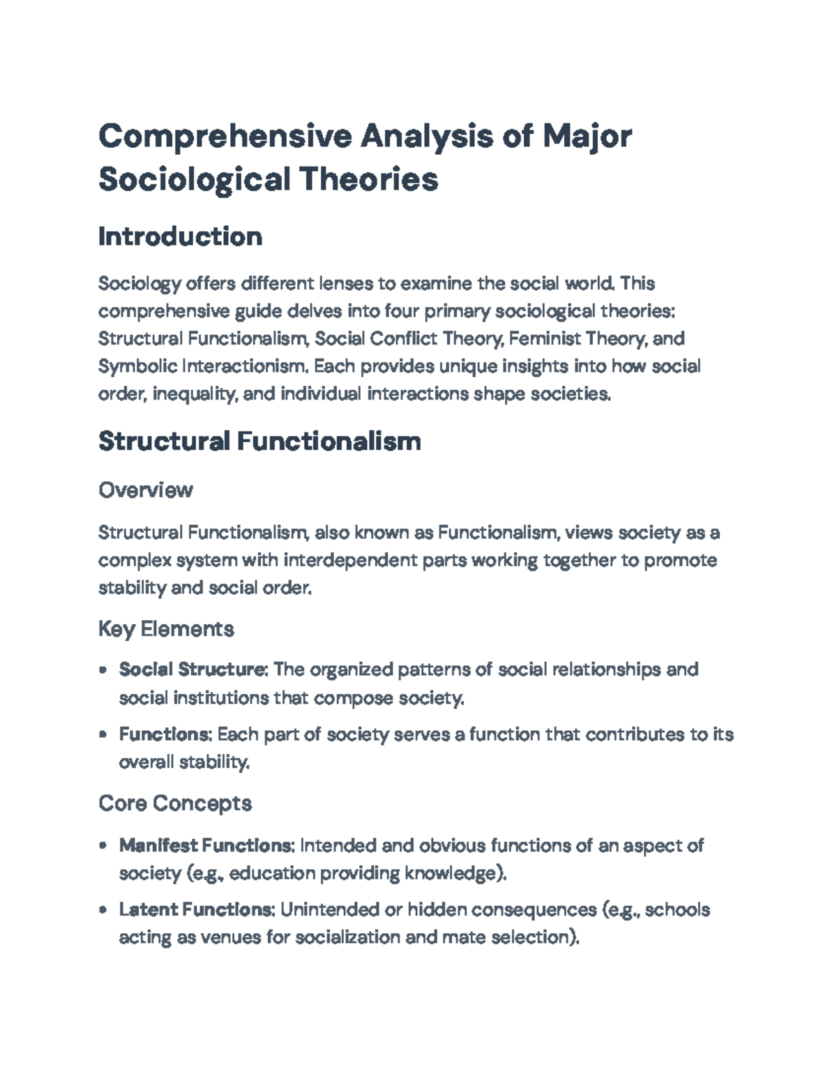 Comprehensive Analysis of Major Sociological Theories in Sociology 101 ...