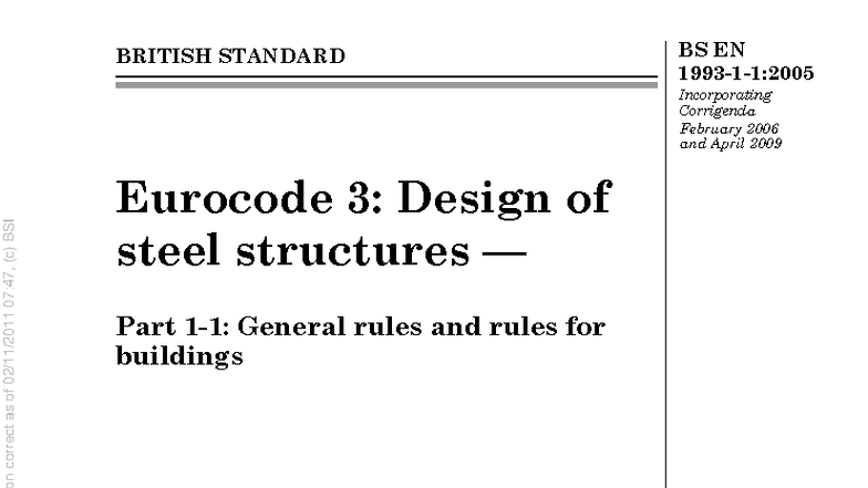 Eurocode 3: Design of Steel Structures - General Rules (BS EN) - Studocu