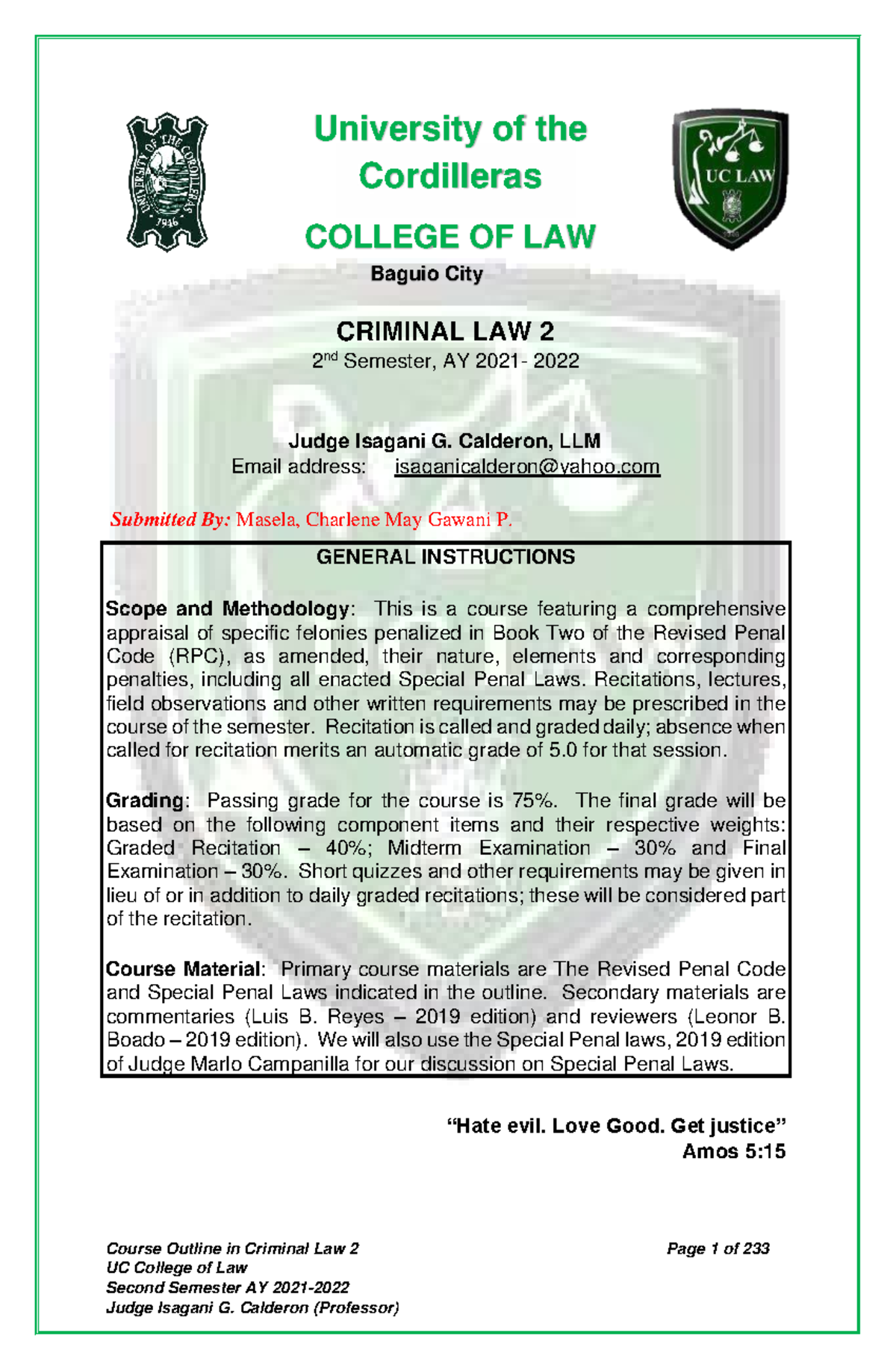 Crimlaw 2 Course Outline: Key Concepts and Case Summaries - Studocu