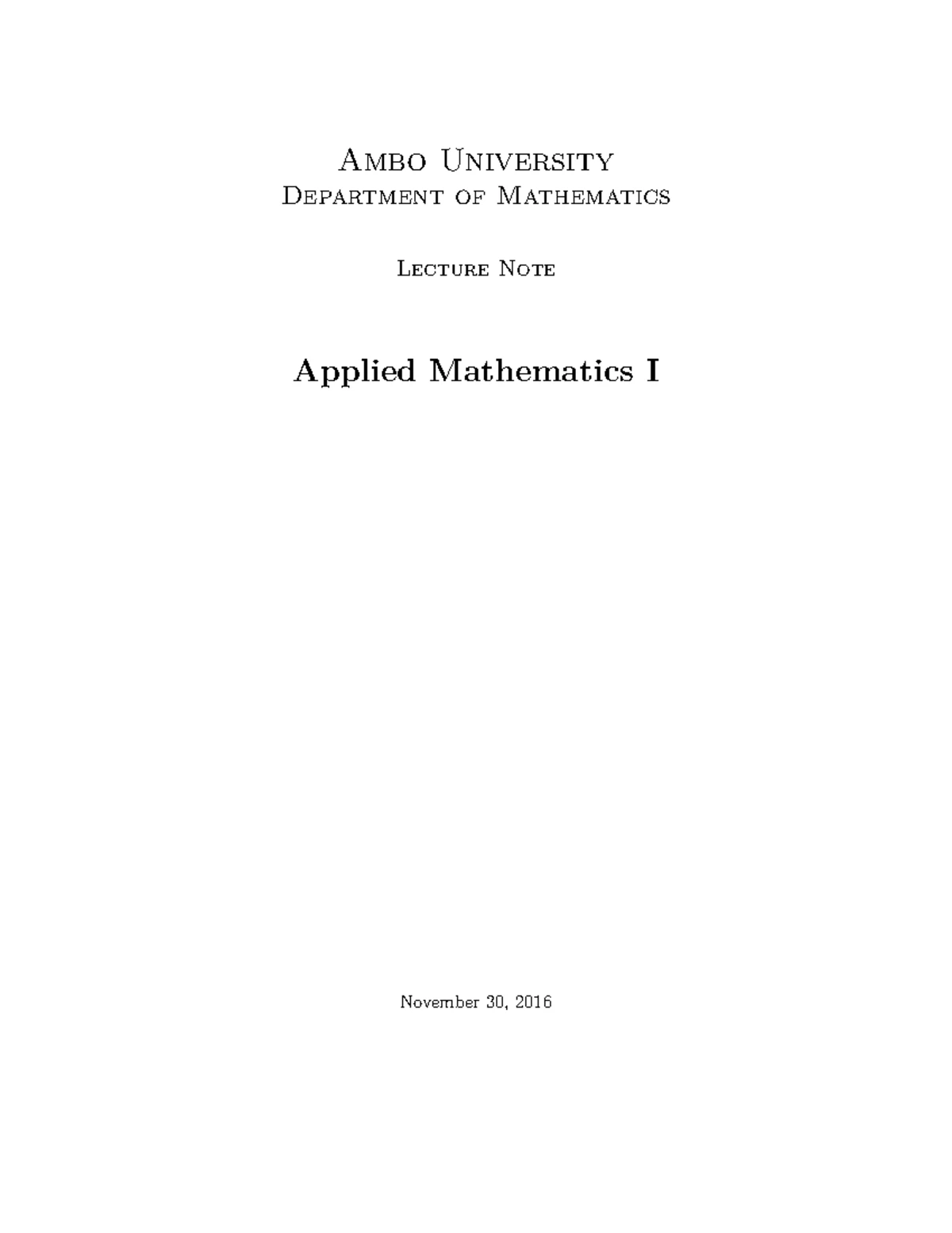 Applied Maths Final #1 - Applied Mathematics I - Studocu