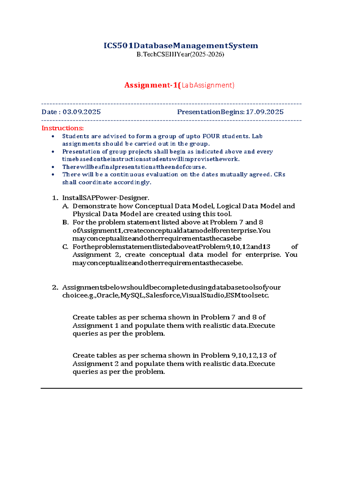 ICS501 Database Management System: Group Project Guidelines and ...