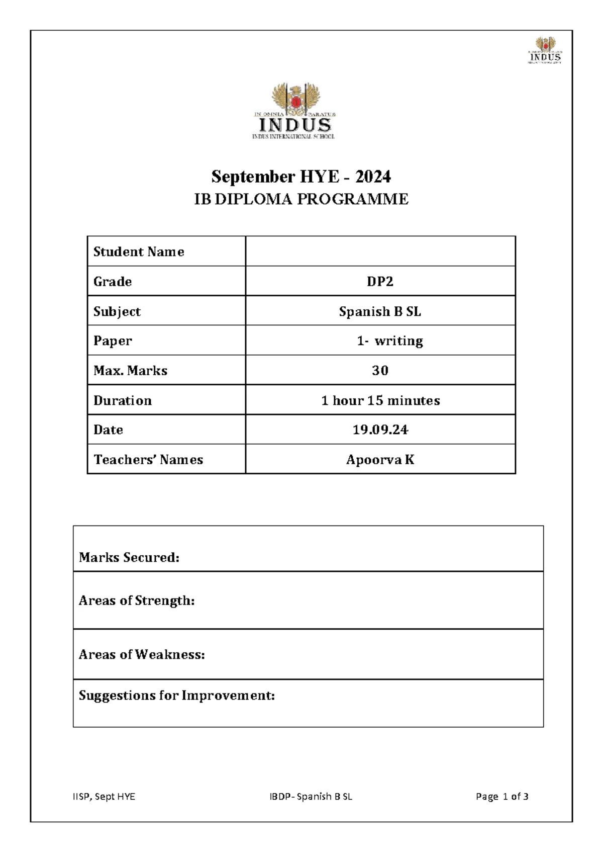 Spanish B SL Paper 2 reading text booklet - Marks 40 Duration 1 hour ...