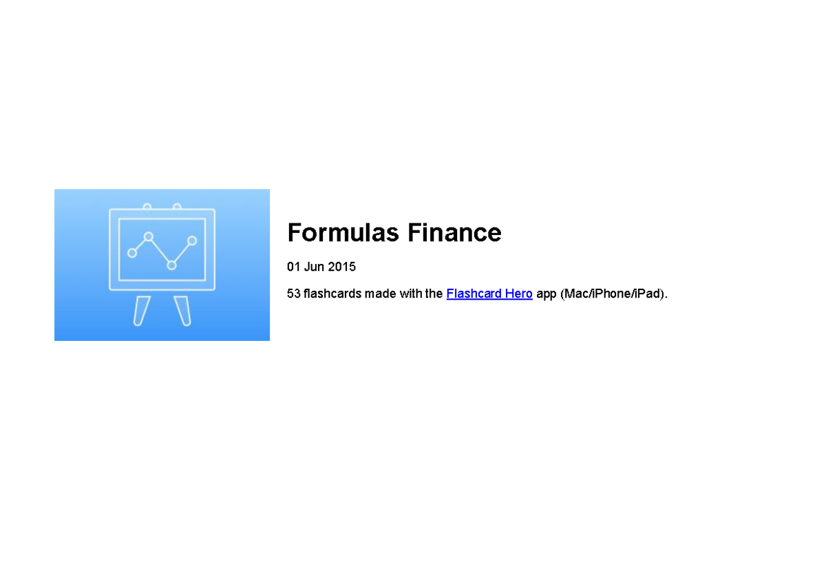 Finance Formulas Flashcards - Studocu