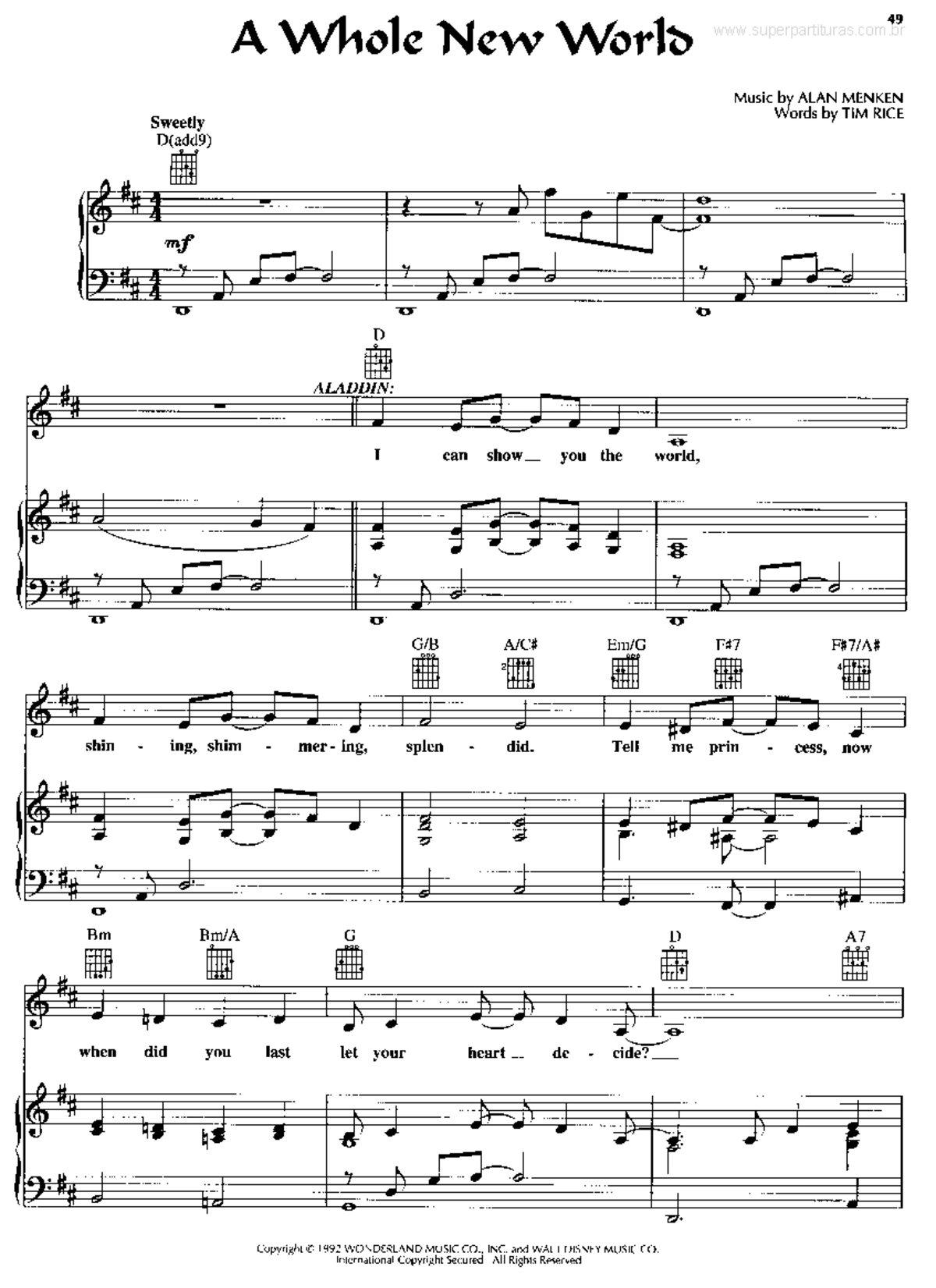 A Whole New World - Music Analysis for ALAN MENKEN & TIM RICE - Studocu