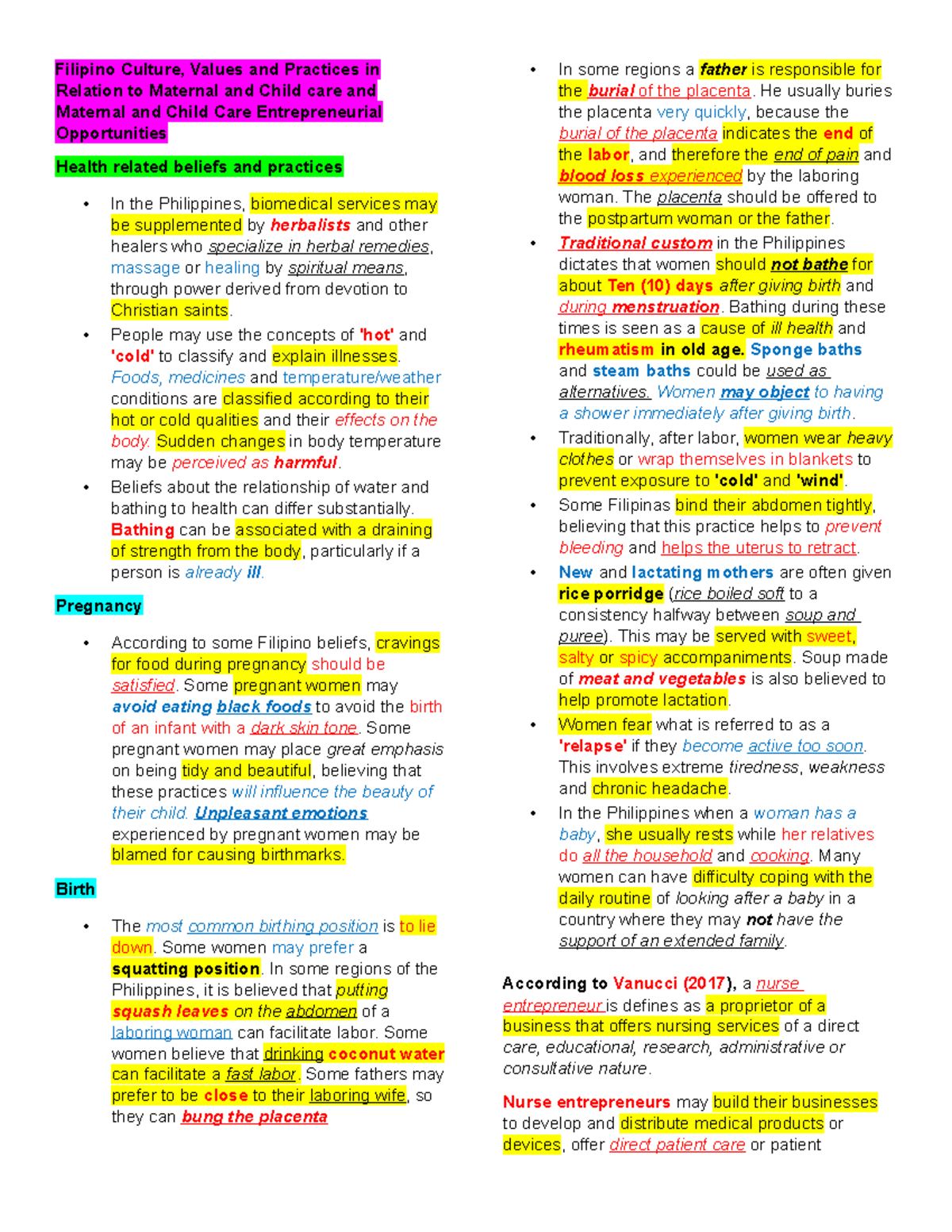Maternal Care & Filipino Culture: Values and Practices Insights - Studocu