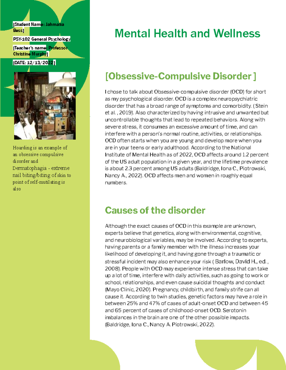 Mental Health and Wellness Brochure - [Student Name: Jahmaira Bess] PSY ...