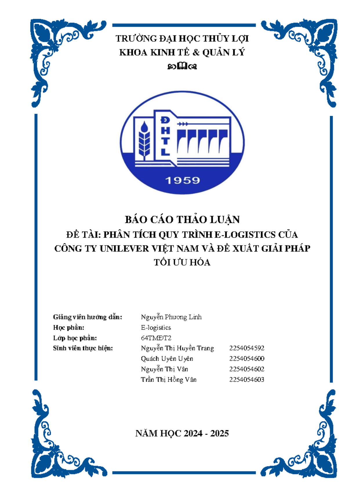 Phân Tích Quy Trình Logistics Của Unilever Việt Nam - BT Nhóm E ...