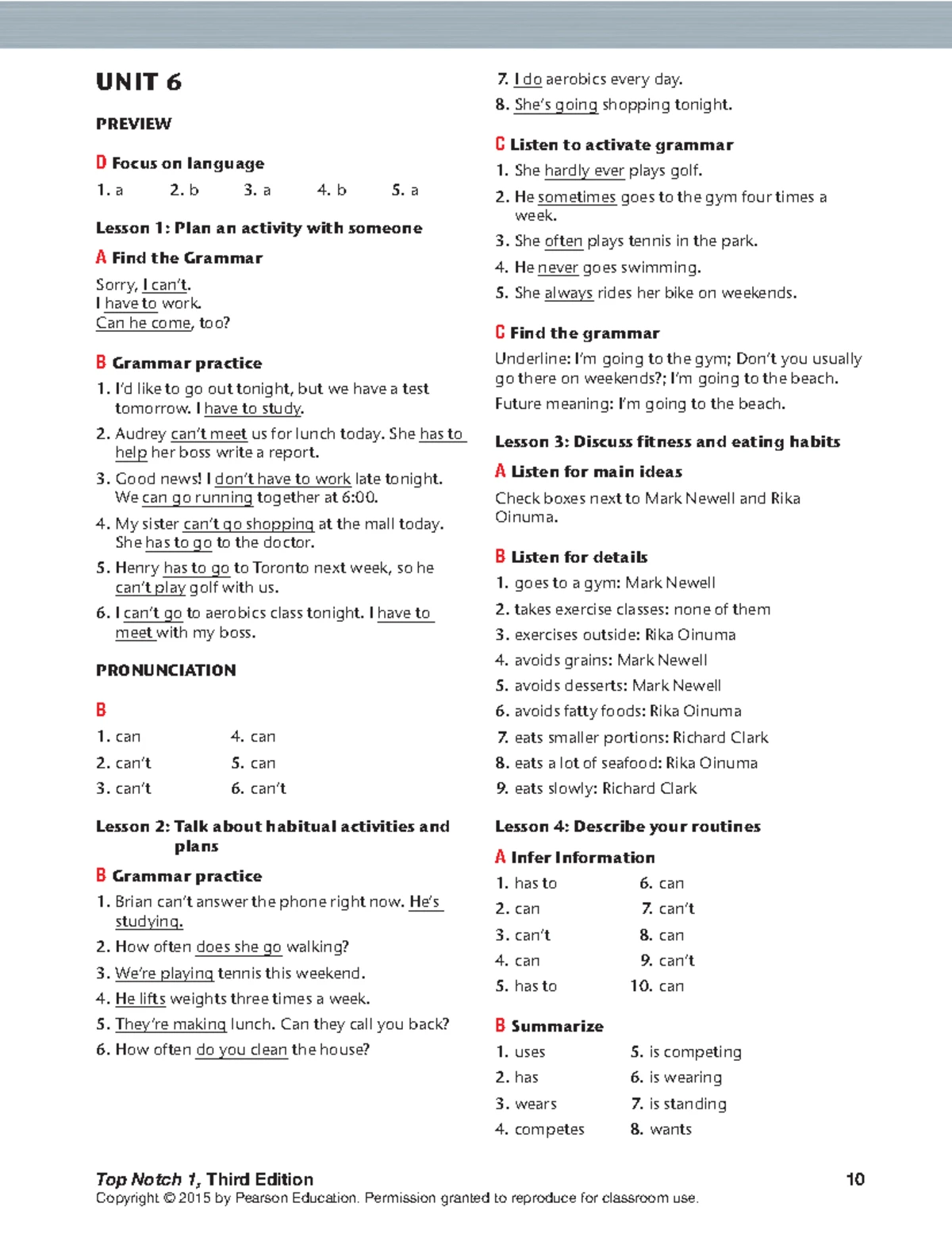 Tn2 workbook answer key solucionario - Top Notch 2, Third Edition Unit ...