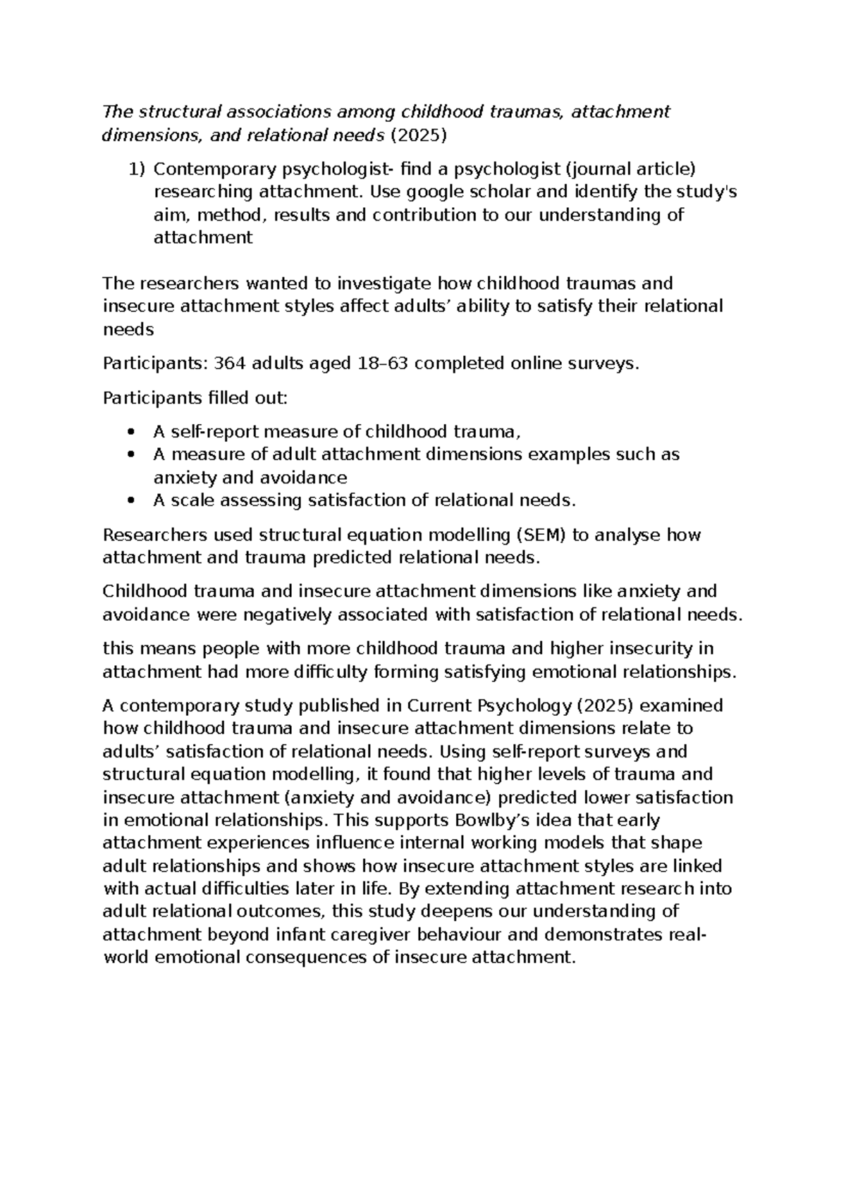 Self-Directed Study: Attachment Theories & Childhood Trauma Analysis ...