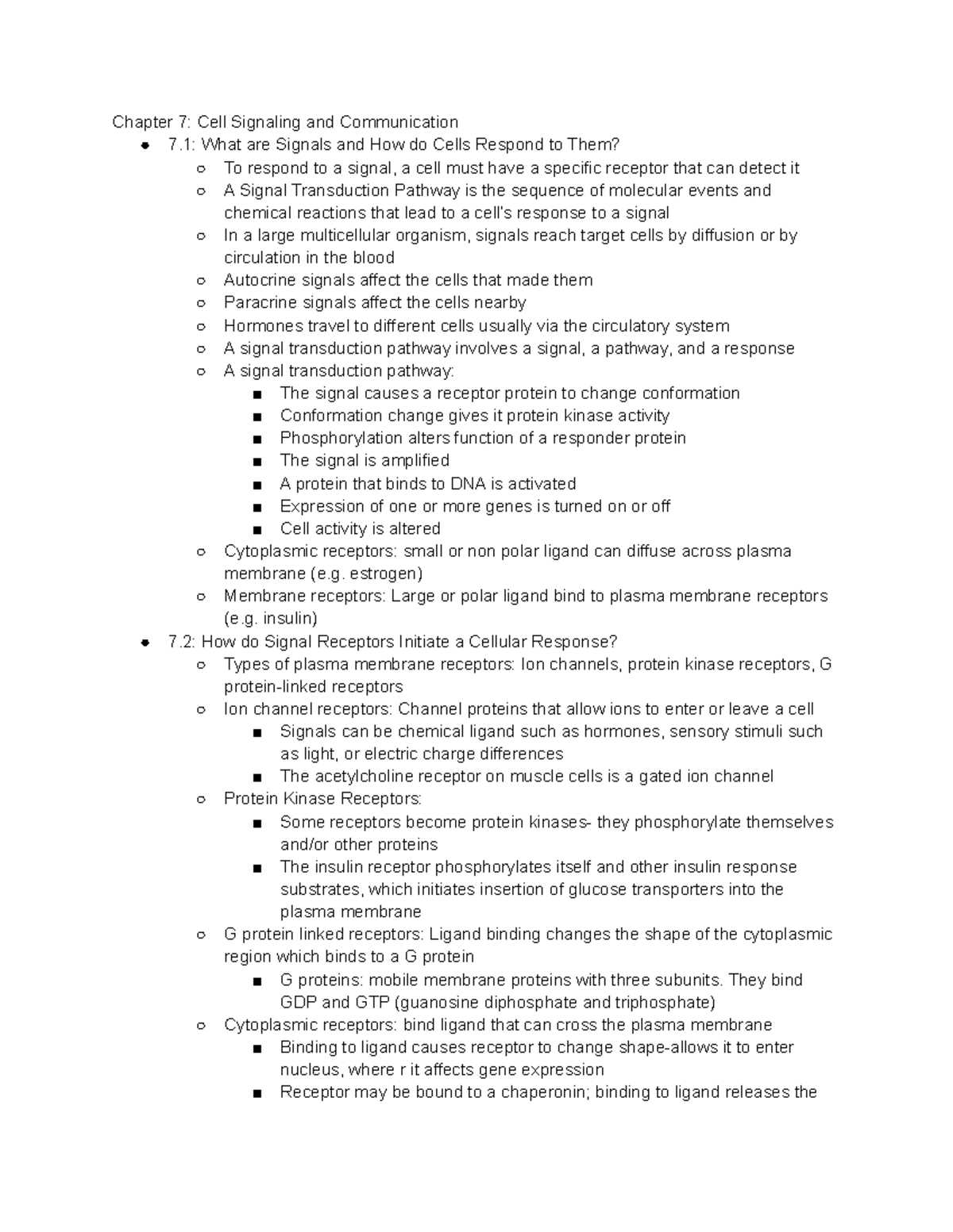 Lecture 7 - Cell signaling and communication - Chapter 7: Cell ...