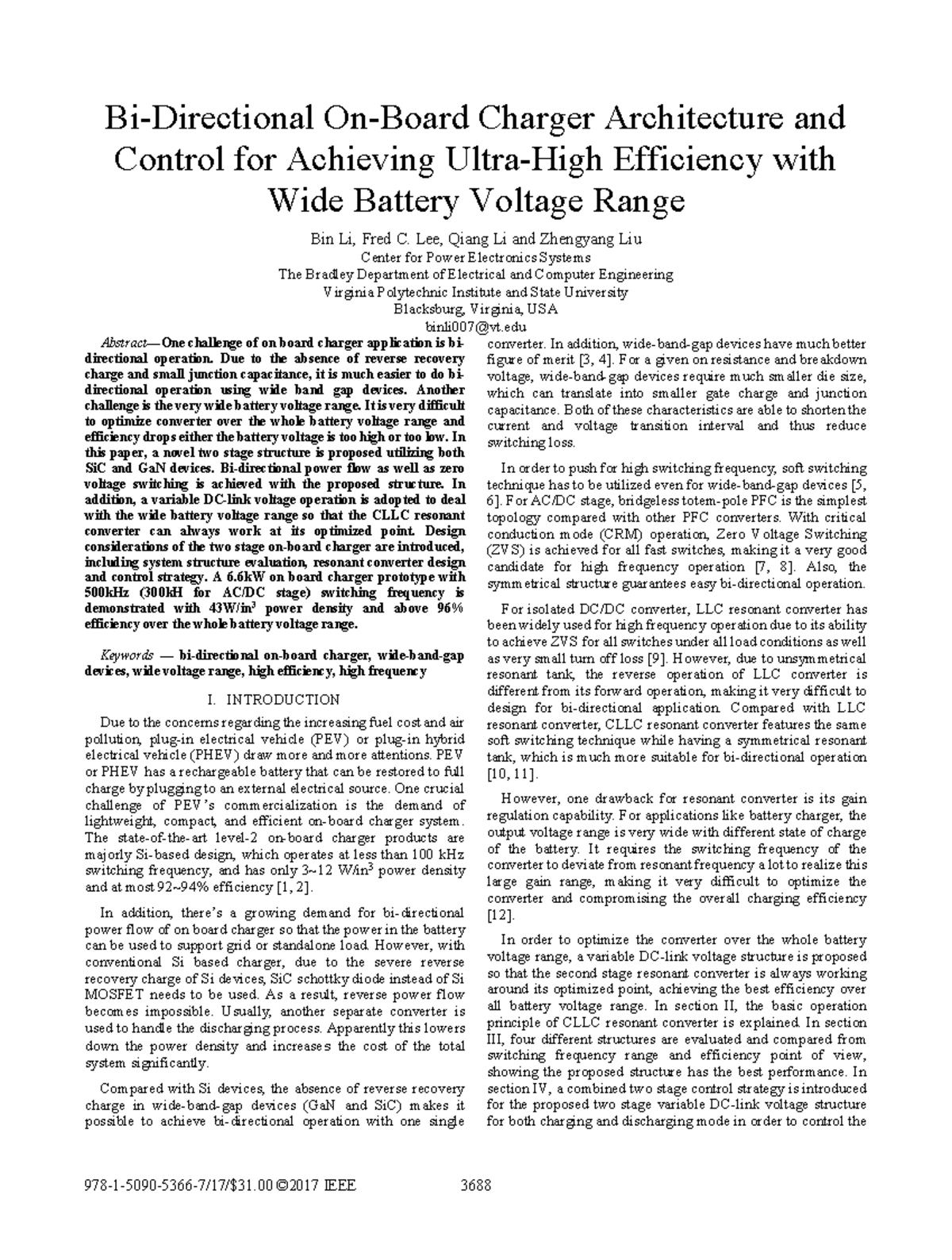 Bi-Directional On-Board Charger Architecture for High Efficiency (EE ...