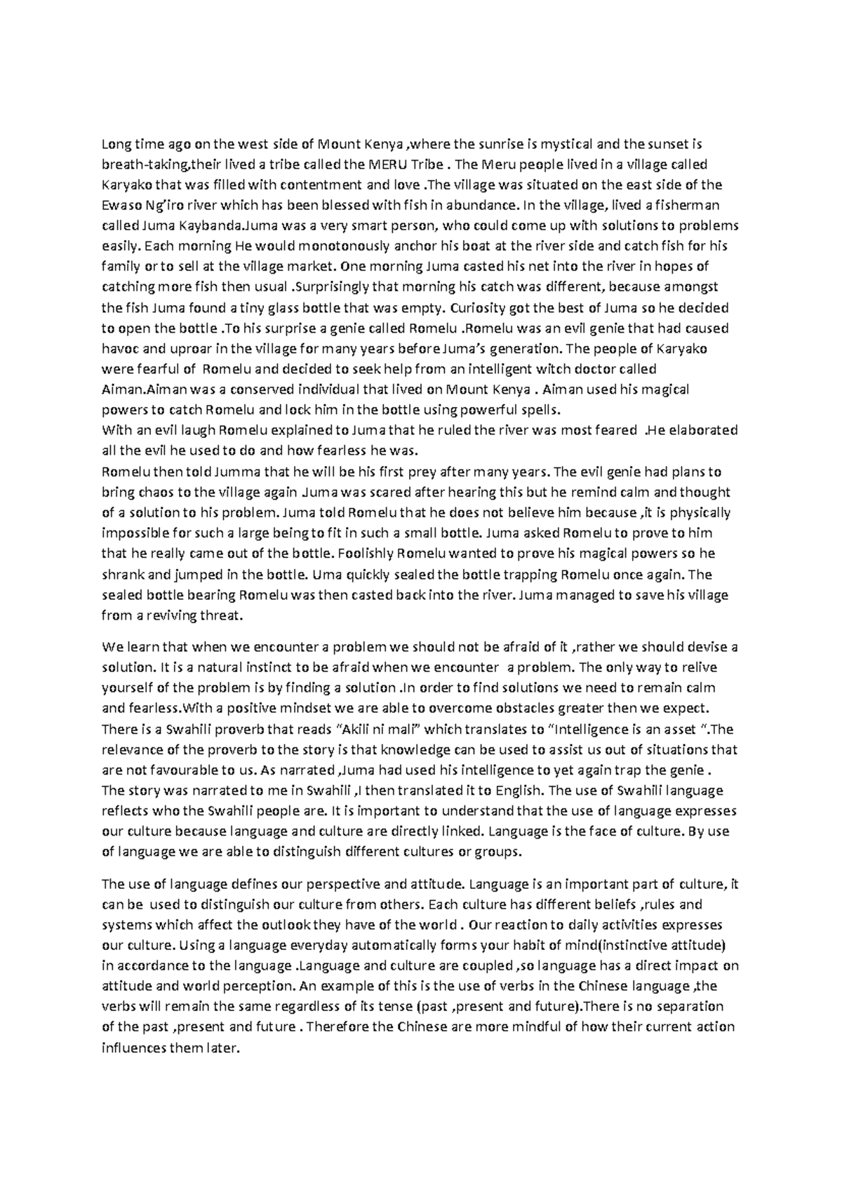 ENG 101: Assignment 2 - The Tale of Juma and the Evil Genie - Studocu