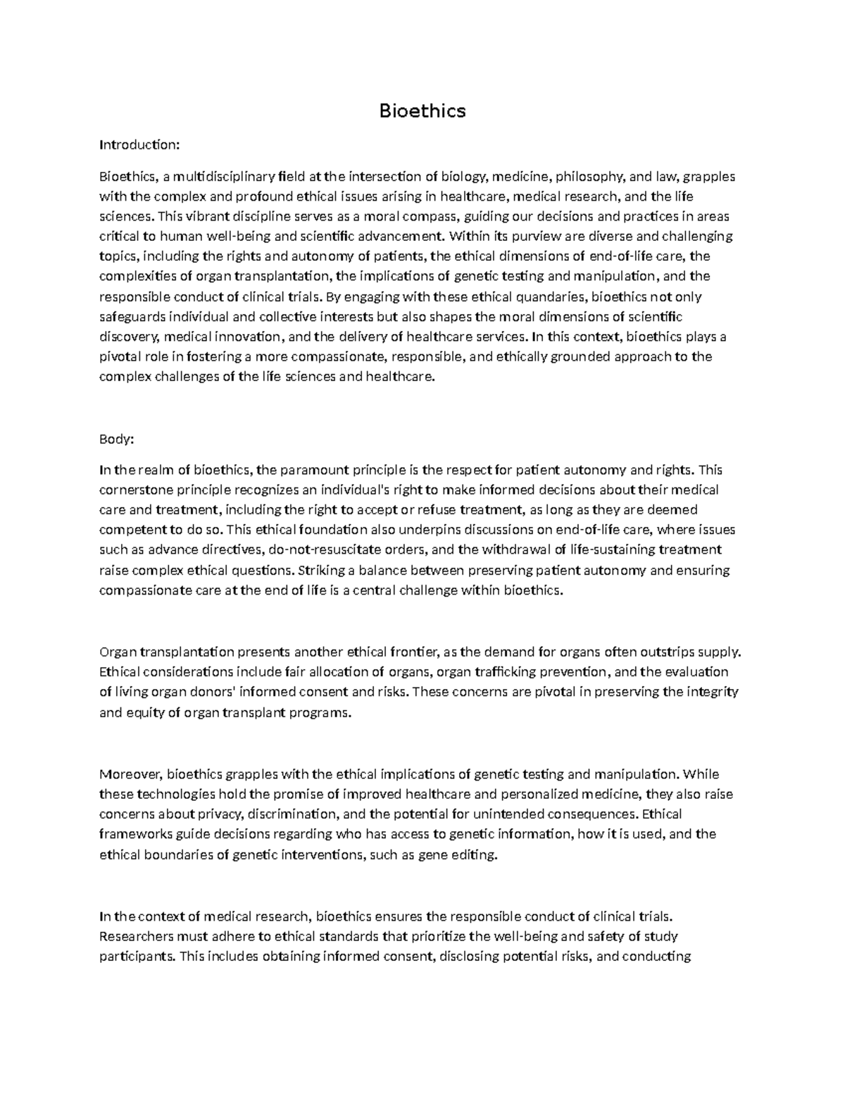 Bioethics - Comprehensive Review of Ethical Challenges in Healthcare ...