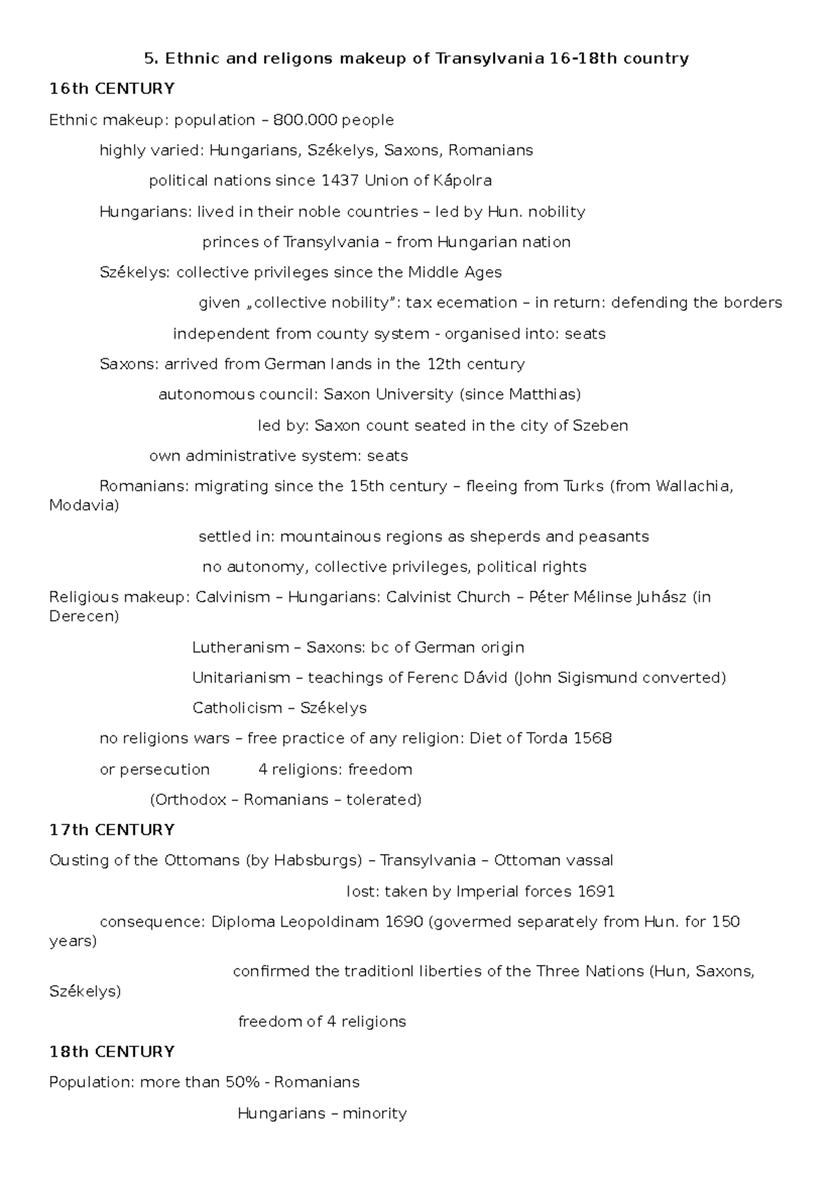 Ethnic and Religious Makeup of Transylvania (16th-18th Century) 250301 ...
