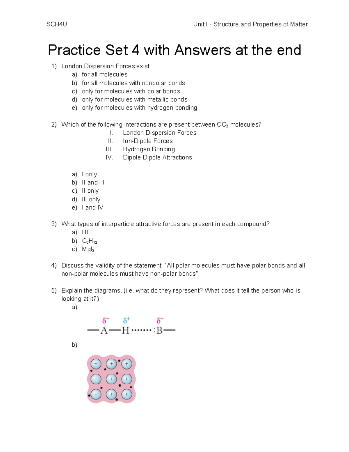 Unit I: Practice Set 4 on Structure, Properties of Matter ...