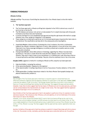 Unit 4 Learning aim a - Unit 4 : Criminal and Forensic Psychology ...