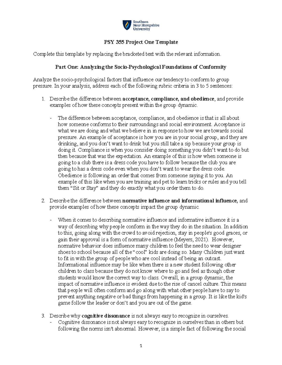 PSY 355 Project One Template - PSY 355 Project One Template Complete ...