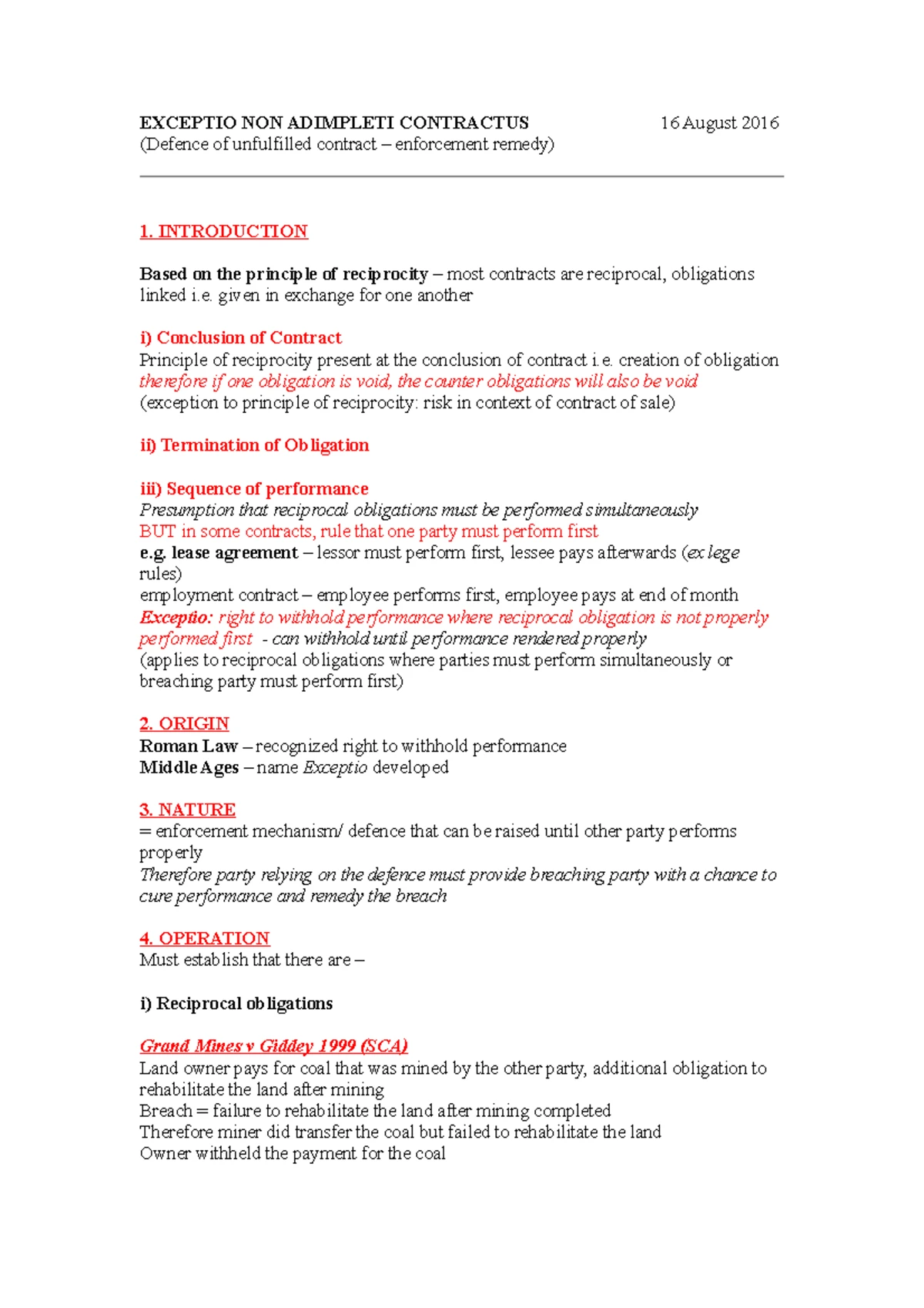 Positive Malperformance - When the debtor does the act he is bound to ...