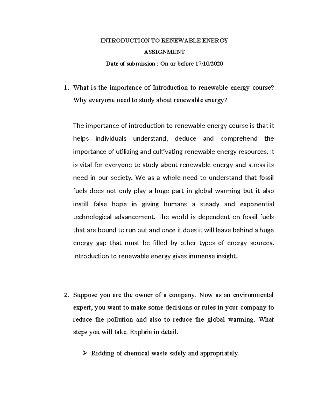 Renewable Energy Assignment: Importance & Solutions for Sustainability ...