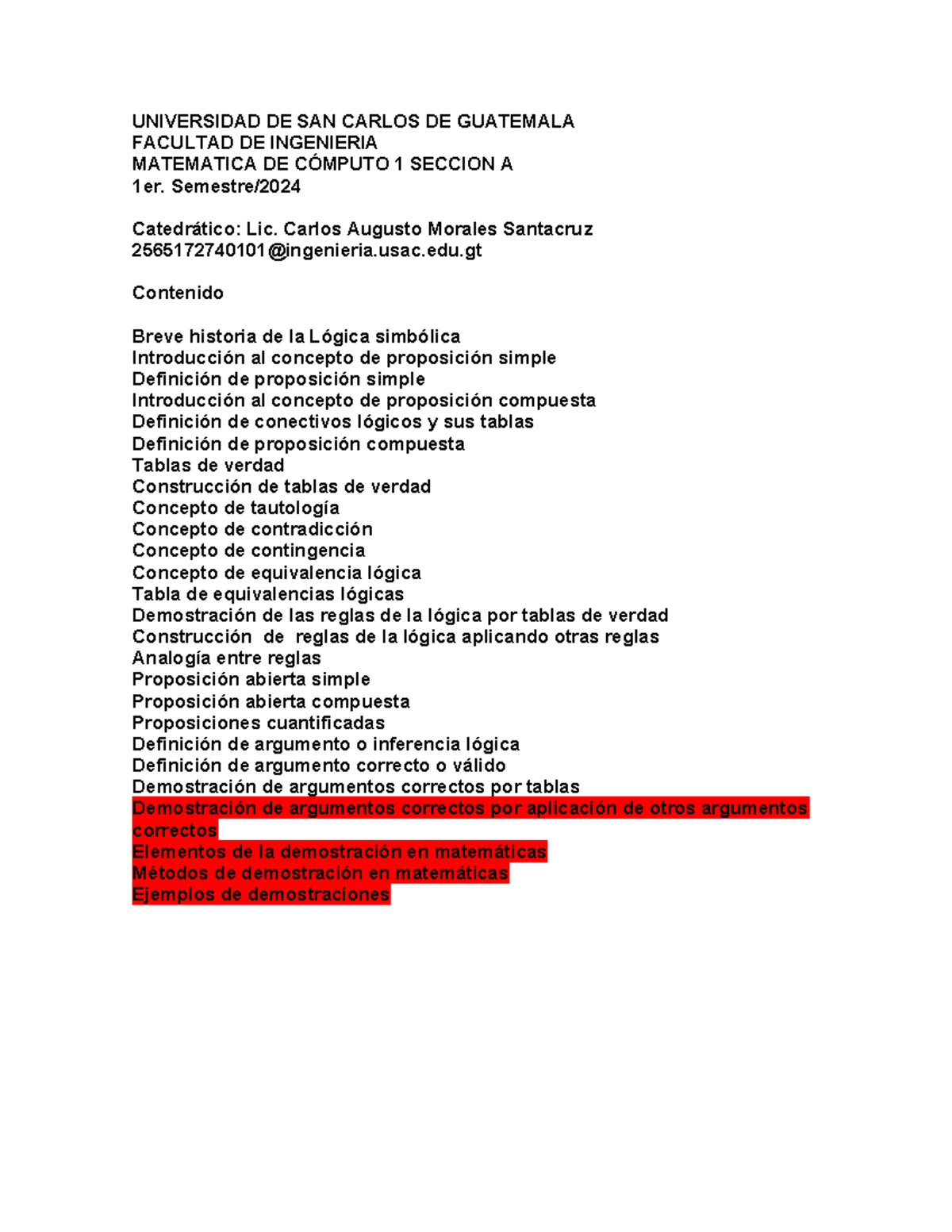 Lógica Simbólica - Notas de Matemática de Cómputo 1 (Sección A) - Studocu