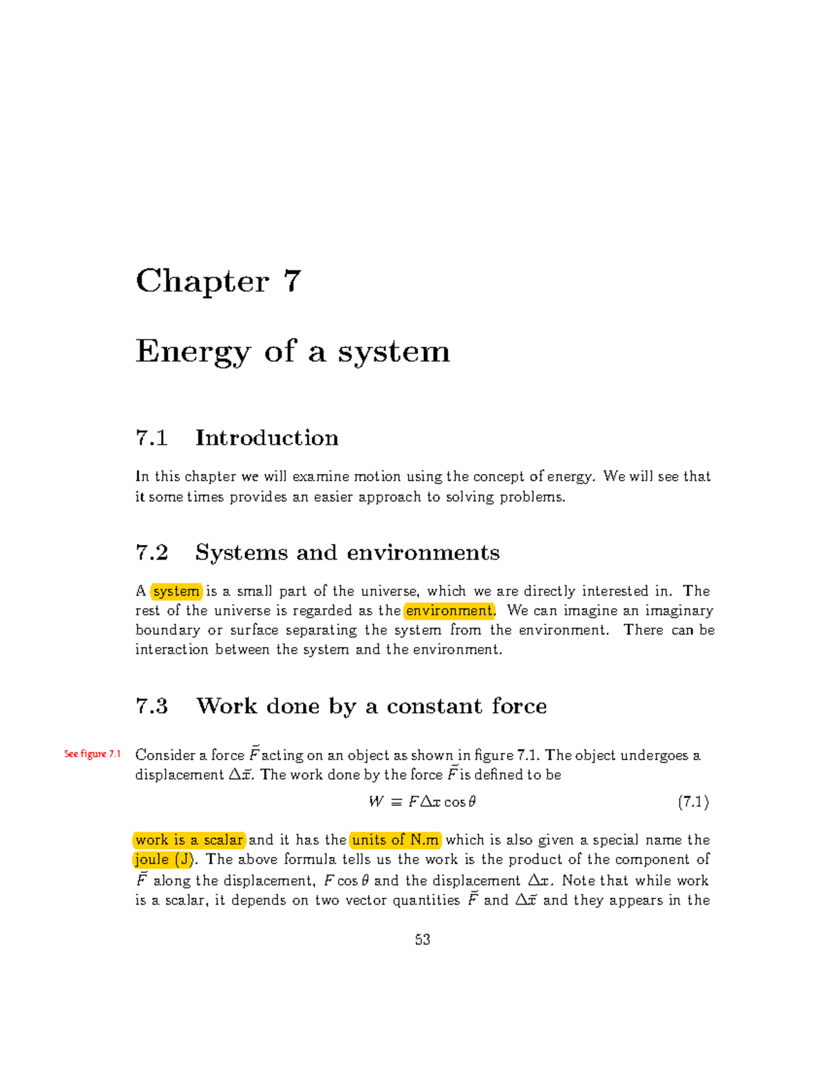 Notes on Chapter 7: Energy of a System (Physics) - Studocu