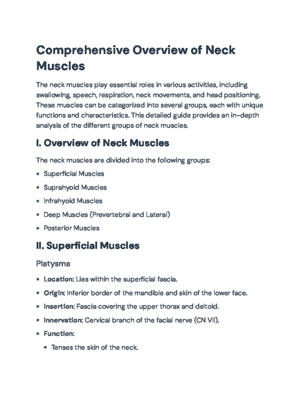 Comprehensive Guide on Neck Muscles and Their Functions - Studocu