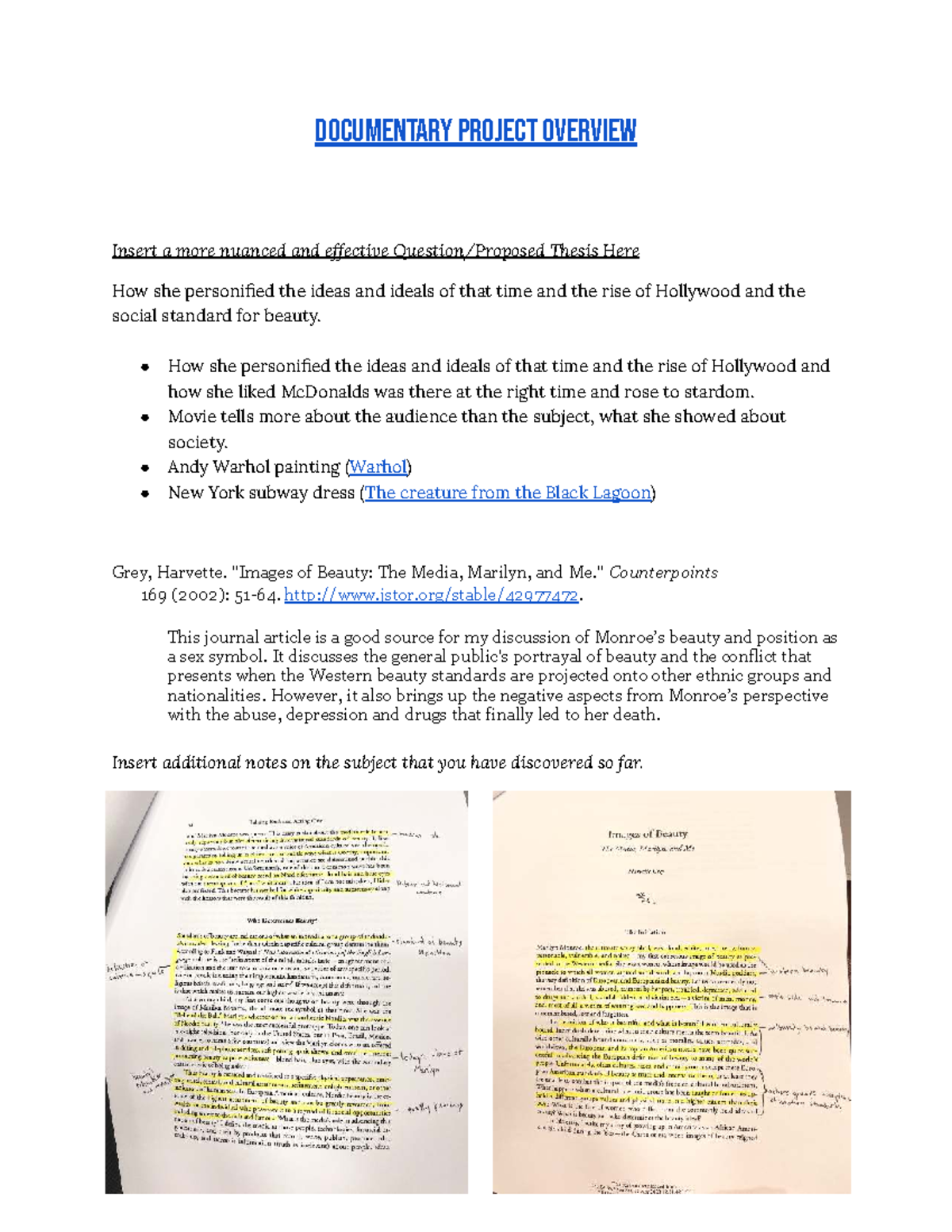 Documentary Project #2 - US History - Documentary Project Overview ...