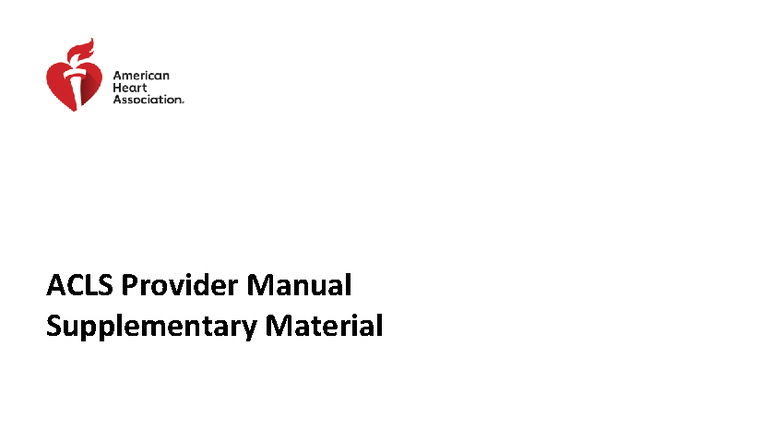 2025 ACLS Provider Manual Supplementary Material Overview - Studocu