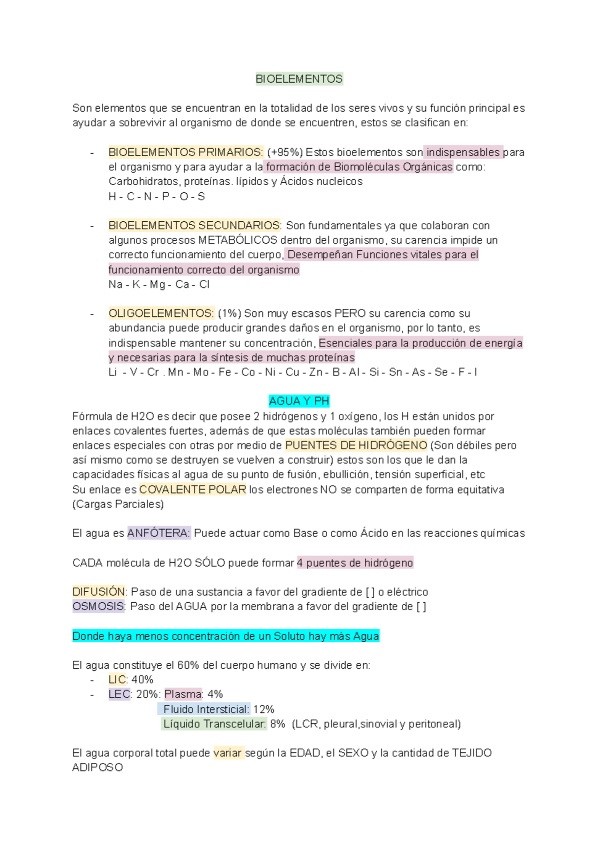 BIOQUÍMICA 1: Bioelementos y Funciones en Organismos Vivos - Studocu