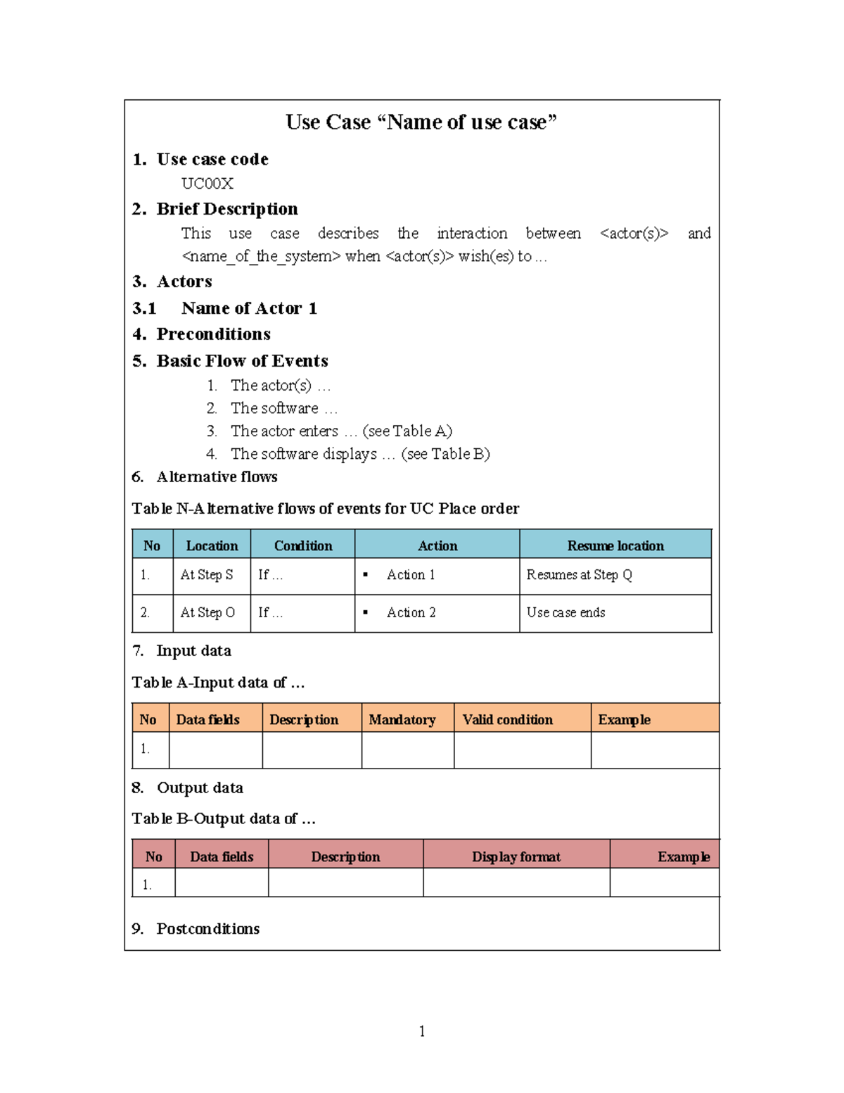 Use Case Specification Template for UC00X: Interaction Design Overview ...