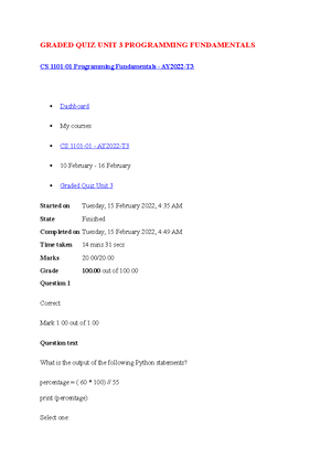 [Solved] What is function in python - Fundamental Programming (CS1101) - Studocu